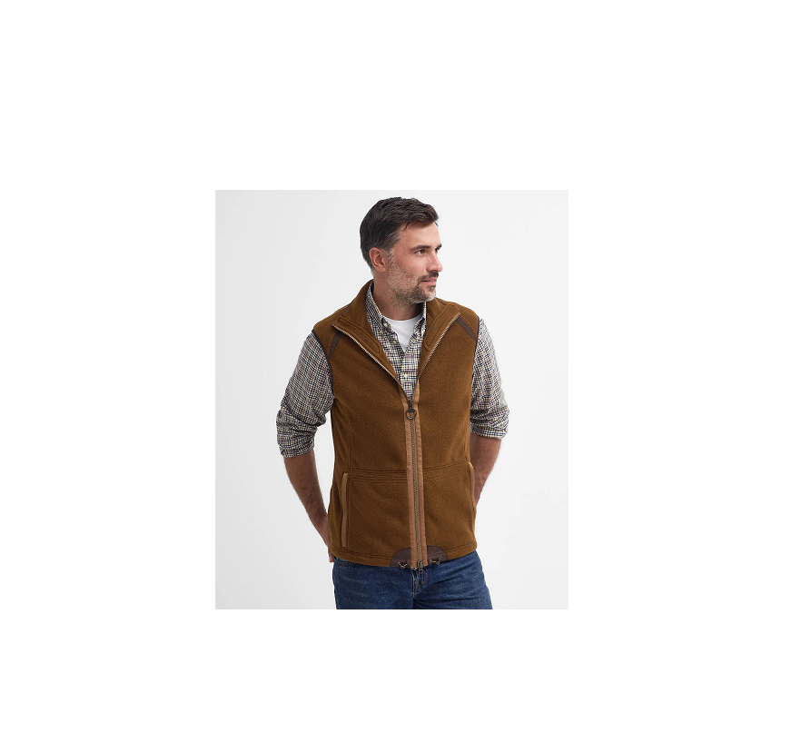 BARBOUR RUST BROWN LANGDALE FLEECE GILET | Morston