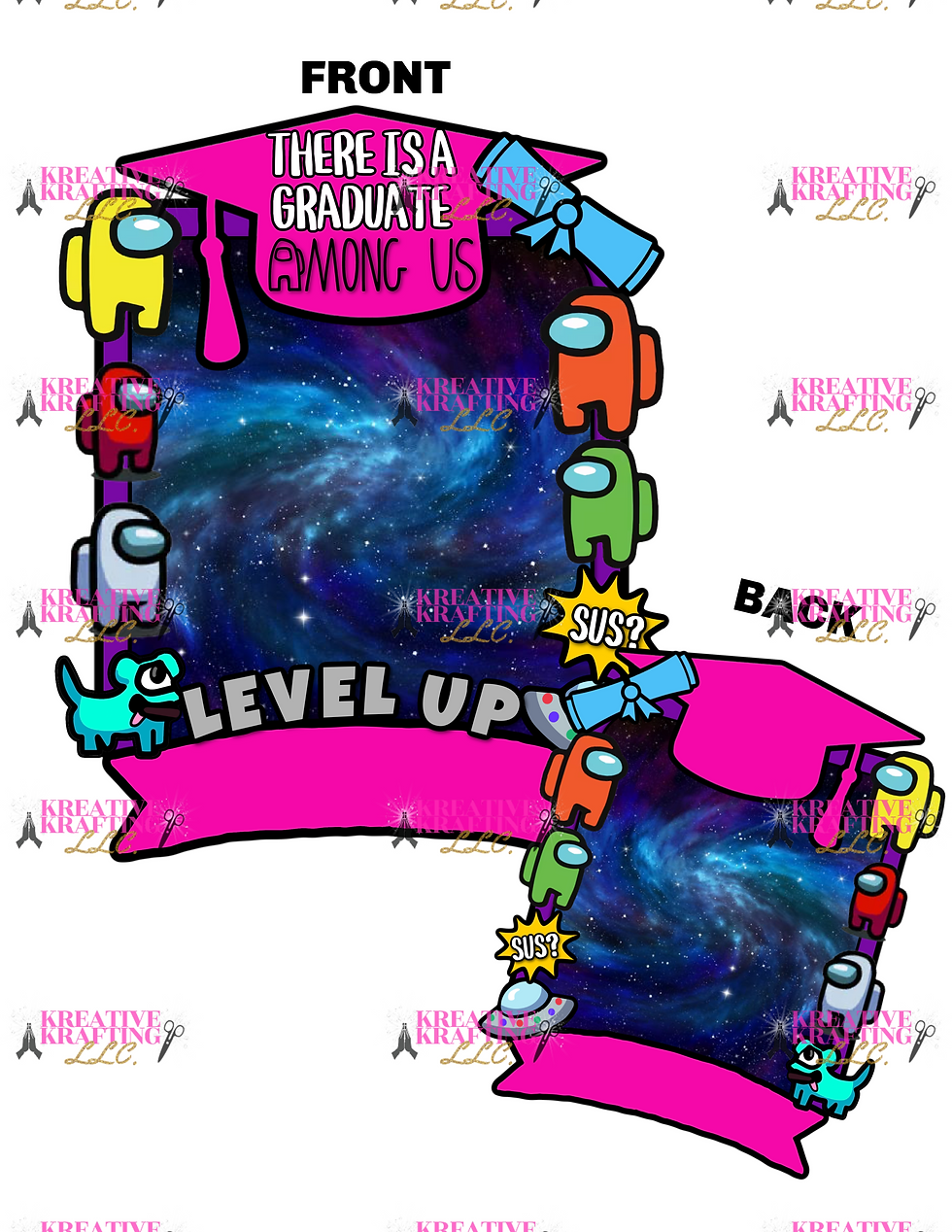 AMONG US PINK CAP GRAD FAN | KreativeKraftingLLC