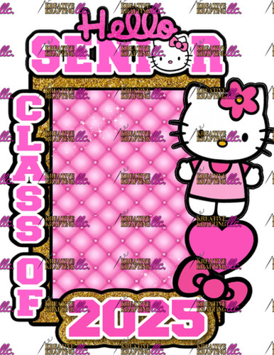 HELLO SENIOR PINK GLD 2025 SQ GRAD FAN | KreativeKraftingLLC