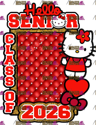 HELLO SENIOR 2026 RED GLD SQ GRAD FAN | KreativeKraftingLLC