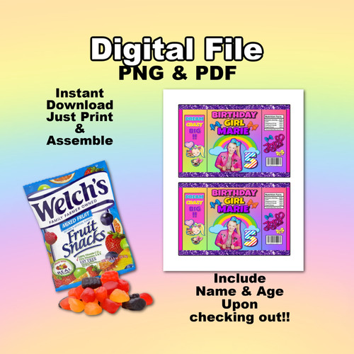 JOJO CUSTOM ANY CHARACTER FRUIT SNACK WRAPPER | KreativeKraftingLLC