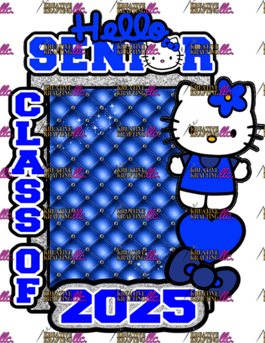 HELLO SENIOR ROYAL SILV 2025 SQ GRAD FAN | KreativeKraftingLLC