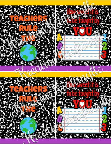 TEACHER BOOK CARD | KreativeKraftingLLC