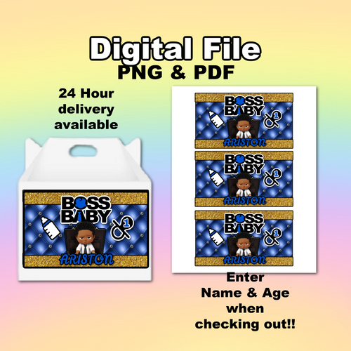 BOSS BABY CUSTOM GABLE BOX LABELS 3.25 BY 5.75 INCHES | KreativeKraftingLLC