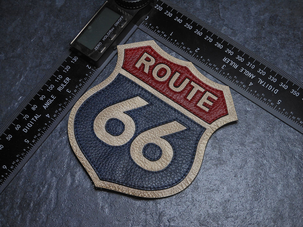 Route 66 Layered Leather Patch | a2jacketpatches