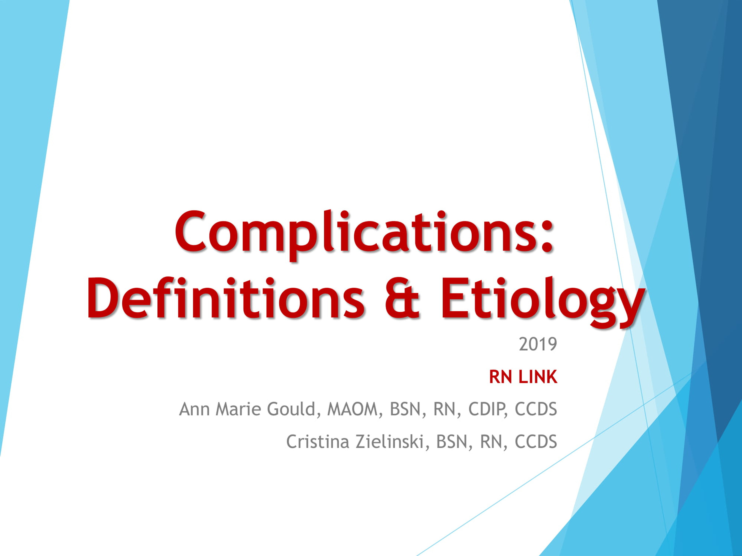 Complications: Definitions & Etiology | rnlink