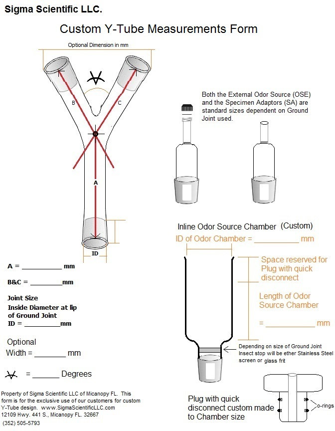 Sigma Scientific LLC Micanopy,FL Insect Y-Tube, Wishbone Olfactometers