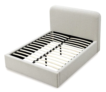 Off White Platform bed In Ricotte Boucle | Sofas Tables & More