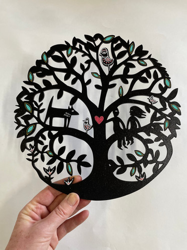 "Family Tree Mandala (Together)" woodcut | Sue Codee