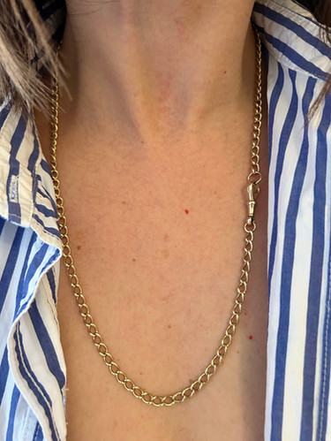 Long solid open curb chain with dog clip | Gold Digger Mcr