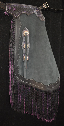 Custom Made Leather Chinks/Distressed/Purple | RBarKChapsN'Chinks