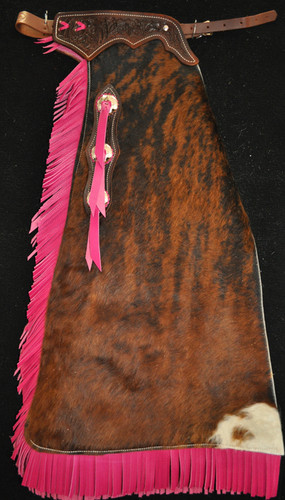 Custom Made Brindle Leather Batwing Chaps | RBarKChapsN'Chinks