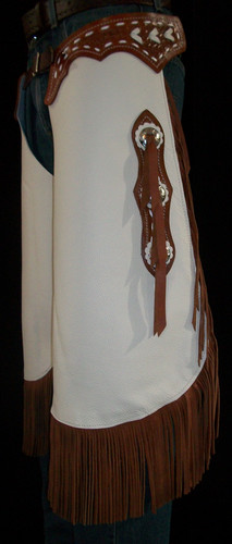 Custom Made Leather Chinks/White Leather | RBarKChapsN'Chinks