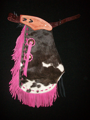 Custom Made Hair On Cowhide Kid's Chink's/Pink Leather | RBarKChapsN'Chinks