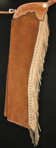 Custom Made Leather Shotgun Chaps/Rough Out | RBarKChapsN'Chinks