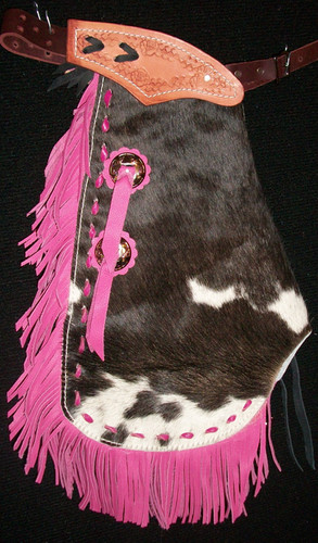 Custom Made Hair On Cowhide Kid's Chink's/Pink Leather | RBarKChapsN'Chinks