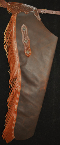 Custom Made Leather Shotgun Chaps | RBarKChapsN'Chinks