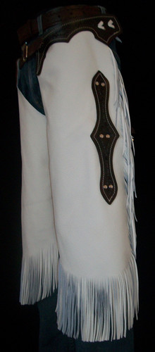 Custom Made Leather Chinks/White | RBarKChapsN'Chinks
