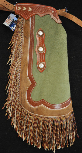 Custom Made Green Suede Leather Chinks | RBarKChapsN'Chinks