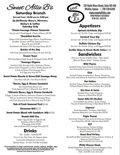 Restaurunt Menu | SweetAllieBs