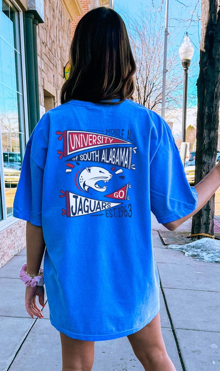 Flo Blue South Alabama Football Comfort Color T-shirt | The Trading Post