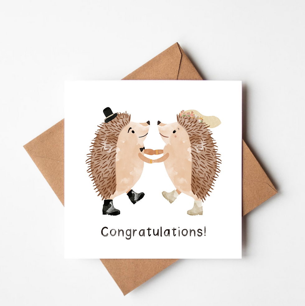 Hedgehog Wedding Congratulations Card | The Kaard Studio