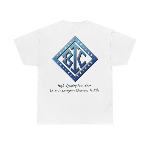 BIC Trikes front and back logo on white shirt | BIC Trikes