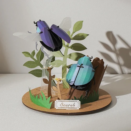 DIY Kit - Glue-free Assembly - 3D Paper Insect - Scarab Beetle | Rabbit ...