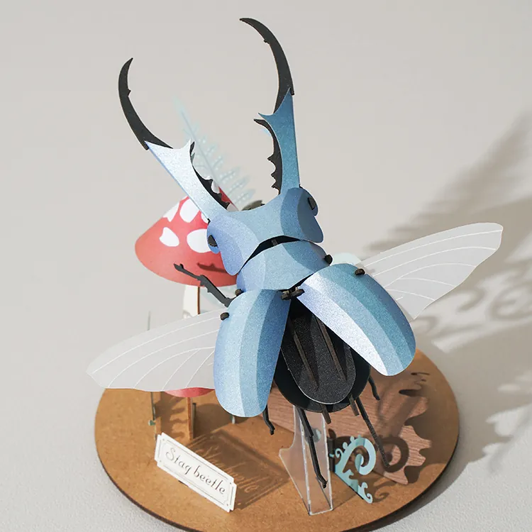 DIY Kit - Glue-free Assembly - 3D Paper Insect - Stag Beetle | Rabbit ...