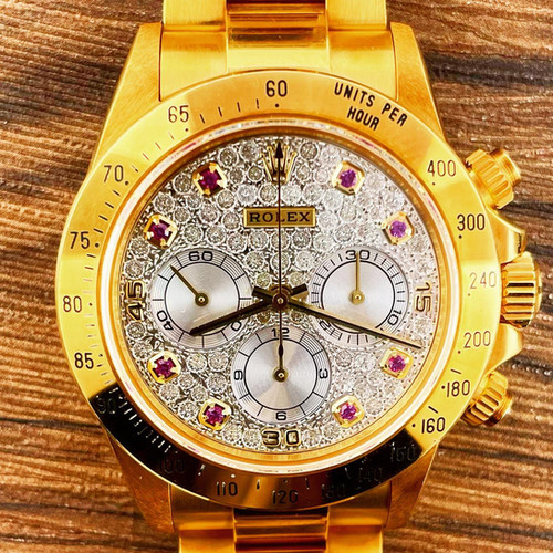 ROLEX DAYTONA REF .16528 “NON POLISH PAVE DIAL WITH RUBY"(M07249 ...
