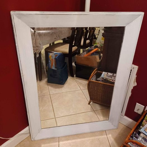 White Rustic Beveled Mirror | Working Title One