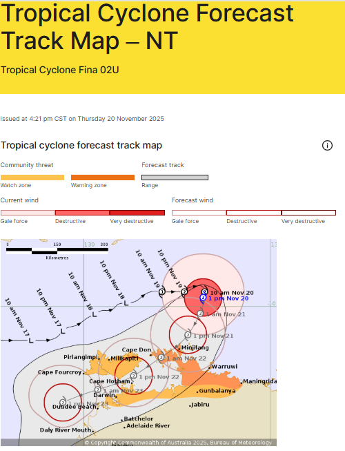 Tropical Cyclone Fina - BOM (20/11 PM)