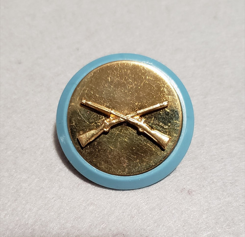 US Army Infantry Collar Disk with Blue Backing | BunkerMilitary