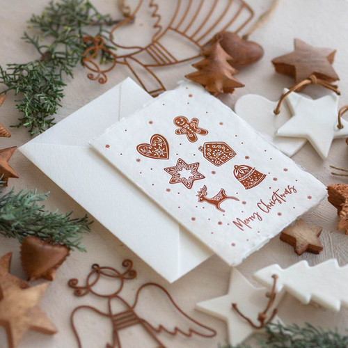 Gingerbread Cookies - Handmade Paper - Christmas Card | Bella Carta
