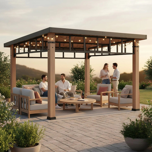 Yardistry 12' x 14' Contemporary Gazebo with Aluminum Roof | Fleabay ...