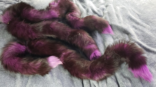 Royal Purple Dye Genuine Fox Fur Tail | My Fluffy Tail