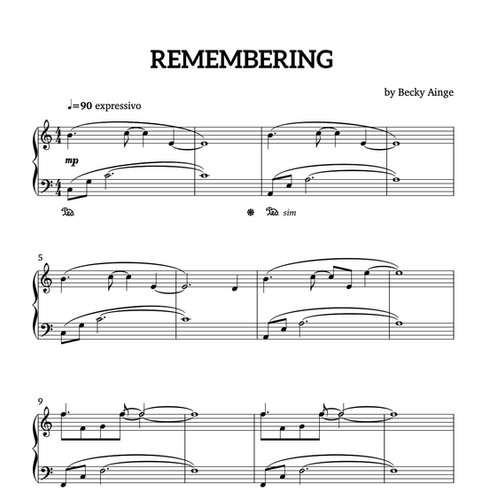 Remembering - Sheet Music (Digital Download) | Mysite