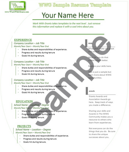WWG Resume Template - Simple | Work With Grants