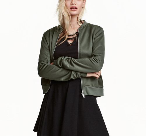 H&M Khaki Green Sweatshirt Jacket | fsociety-pakistan
