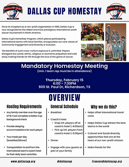 Homestay Program | Dallas Cup