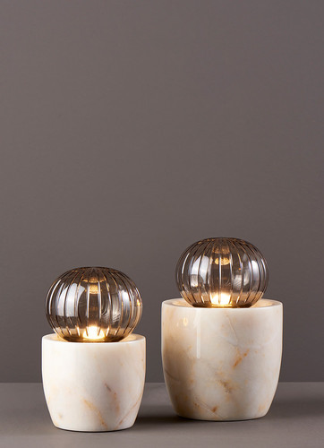 Fiona Ton W S&M - elegante Tischlampe, Marmorsockel, Irisglas ...