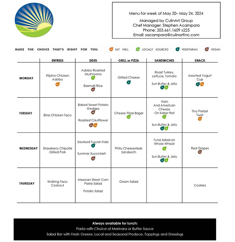 The Spire School | Lunch Menus | Therapeutic Day School