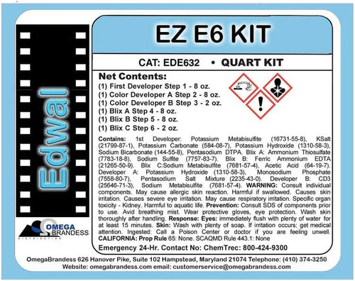 Edwal EZ E-6 Develping Kit, 1 Quart | Khalifa Art Center