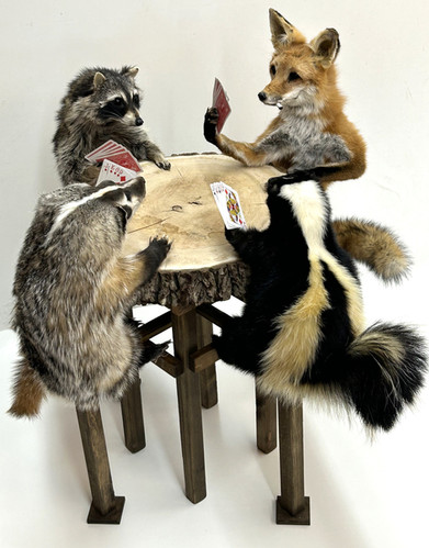 Animals Playing Poker --Raccoon Red Fox, Skunk, Badger w/ Table ...
