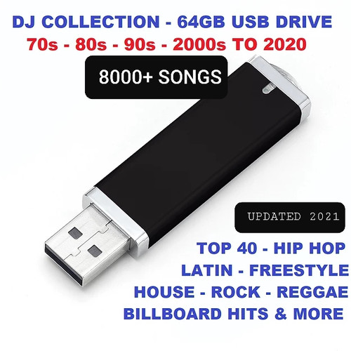 64GB USB Flash Drive DJ Music Collection - 8000+ 70s 80s 90s 2000-2021 ...