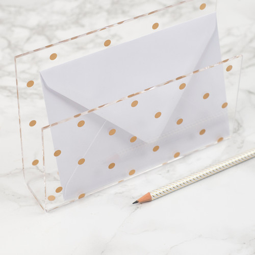 Acrylic Gold Dot Letter Holder | magpiedecor