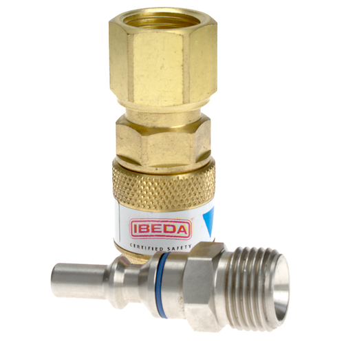 Quick Action Coupler Fuel Gas EN561 Regulator End 5/8 UNF FM With 5/8 ...