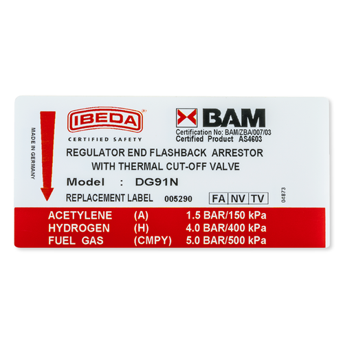 Replacement Label Fuel Gas High Flow Regulator End (1 Pack = 20 Labels ...