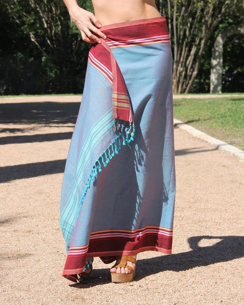 African Kikoy - Beach Kikoi Wrap / Sarong (Indigo Maroon) | Masai Curio ...