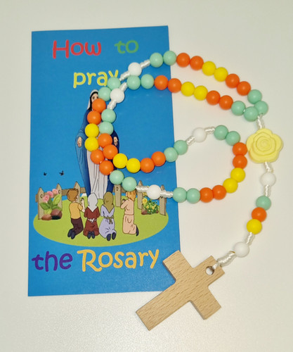 Children's Mint, Orange & Yellow Silicone Bead Rosary | Little Holy Seeds